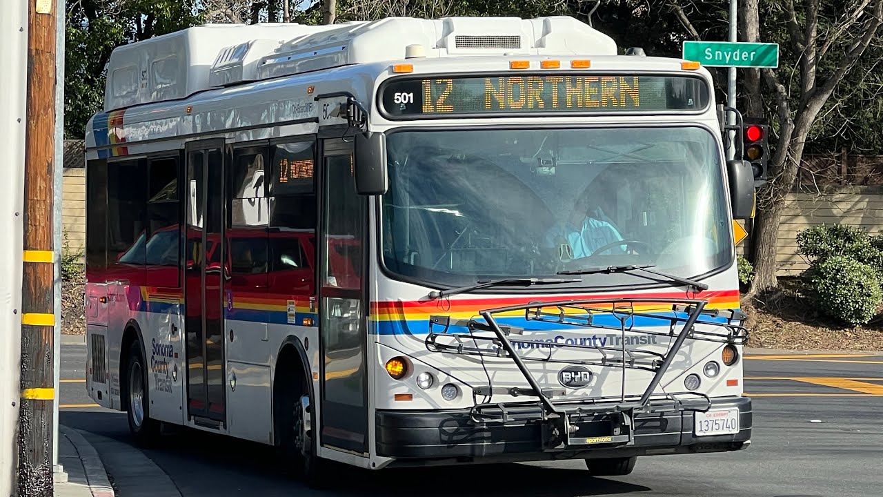 Sonoma County Transit 2018 BYD K7M 501 on route 12 - YouTube
