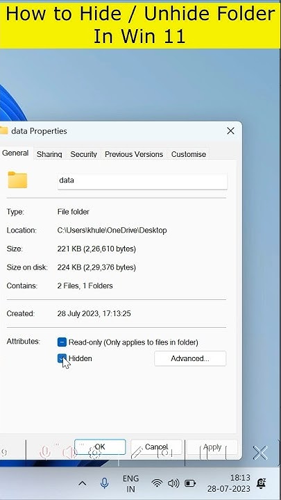 How to hide / unhide folder in windows 11 | विंडोज़ 11 मे फ़ोल्डर हाइड unhide कैसे करे? - YouTube