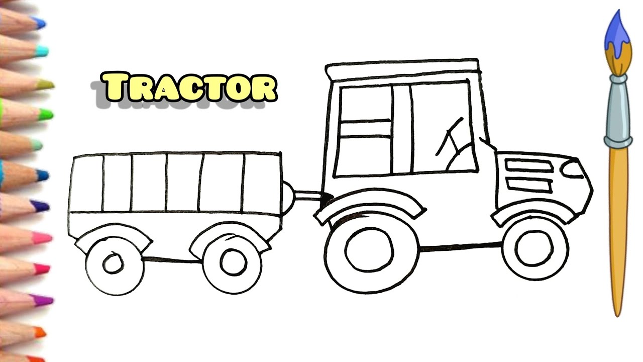 How To Draw A Tractor 🚜🚜 ? Drawing Lessons For Kids 🥑🍈🍏 kids Deawing A ...