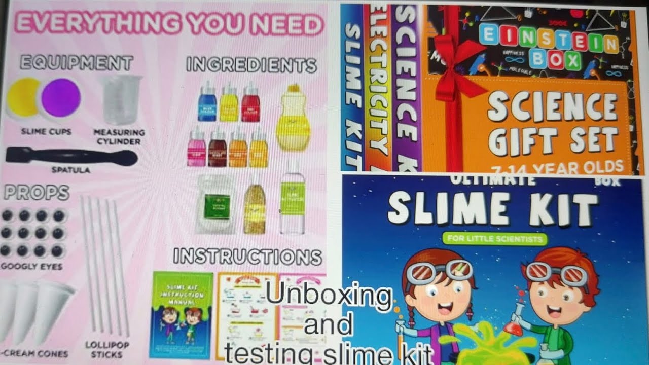 Unboxing and testing slime kit the third box of Einstein box||Slime kit ...