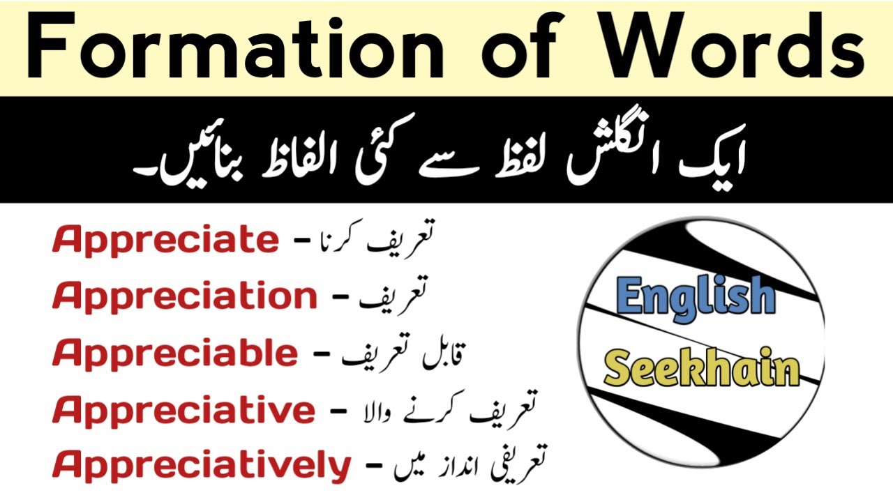 Formation of Words || Appreciate, Appreciation, Appreciable ...