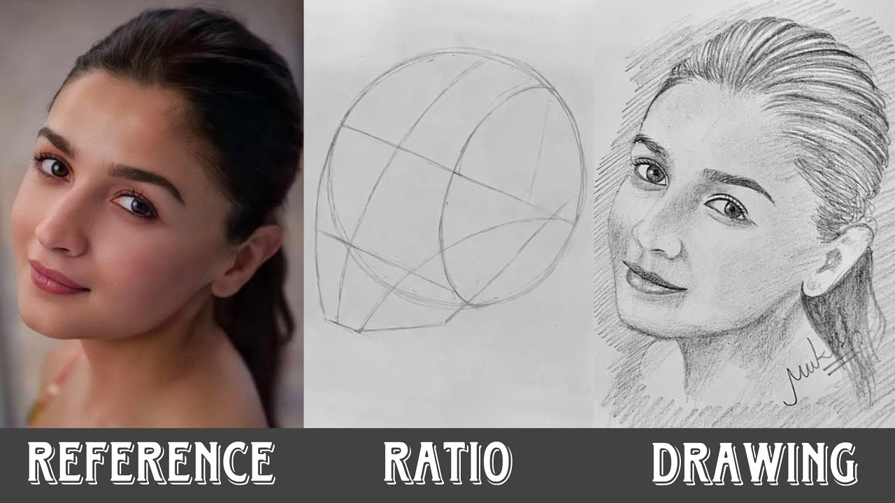 how i draw Alia Bhatt using loomis method | easy portrait drawing - YouTube