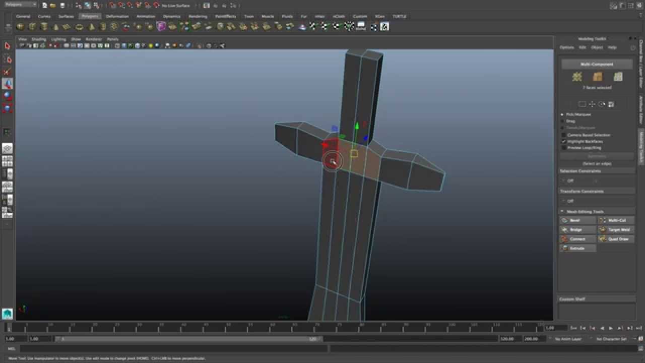 Aprenda Autodesk Maya - Aula 5 - Vertex, Face, Edge e modelagem espada ...