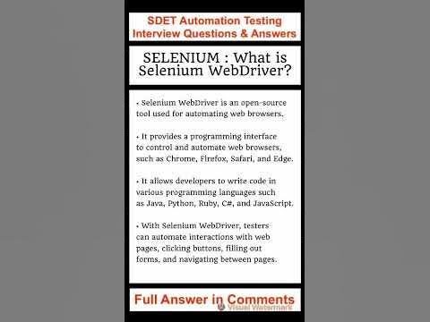 SELENIUM : What is Selenium WebDriver? SDET Automation Testing ...