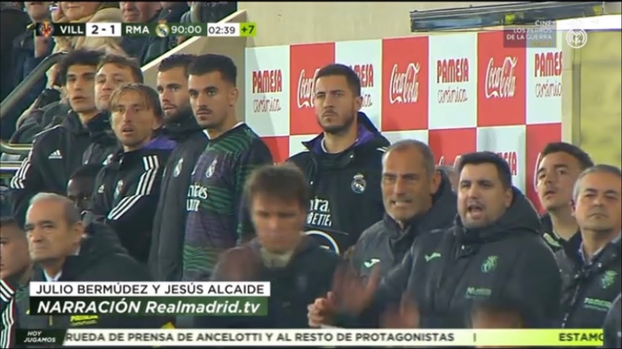 Eden Hazard watching game from bench (Villarreal vs Real Madrid 2023.01 ...