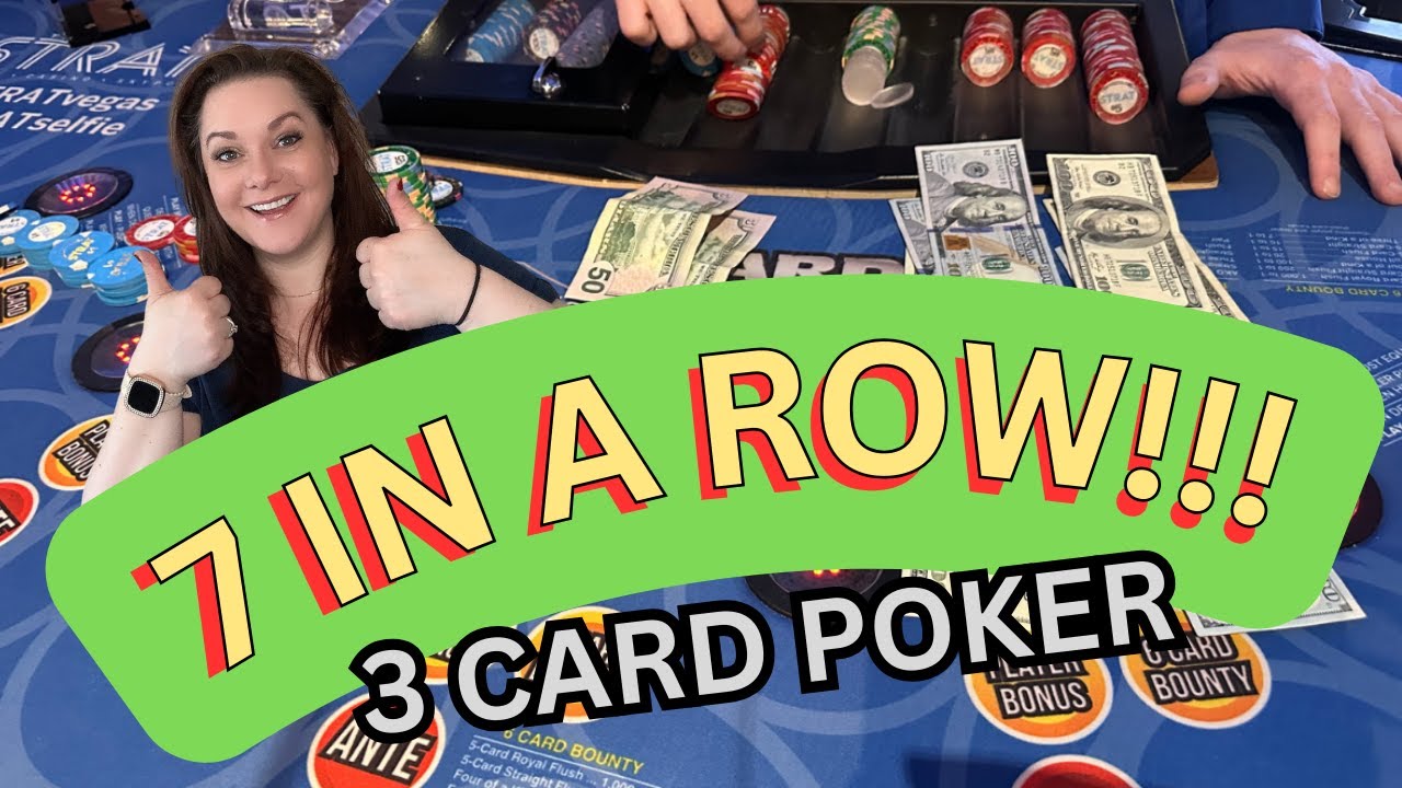 3 CARD POKER in LAS VEGAS! 7 IN A ROW! - YouTube