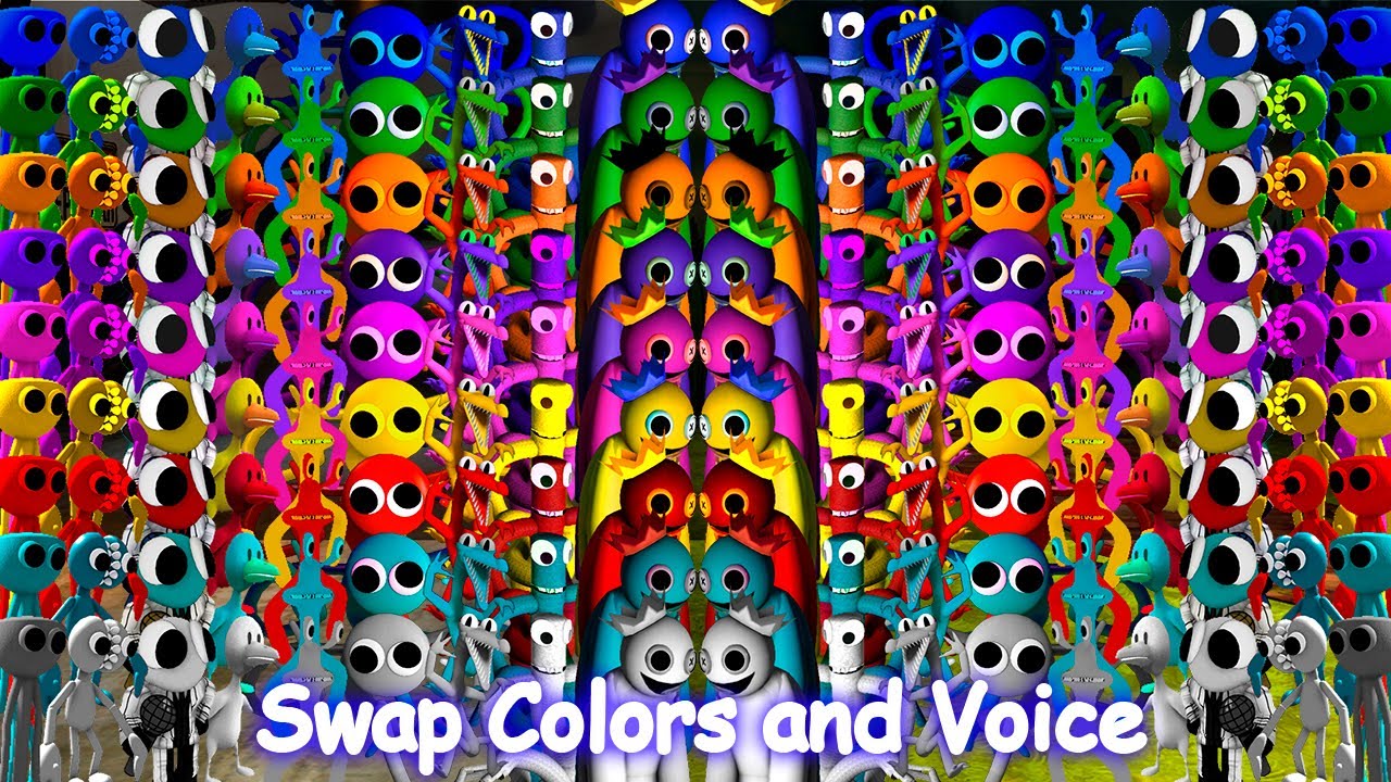 FNF Rainbow Friends Swap Colors and Voice All 3D vs All 3D | Friday ...