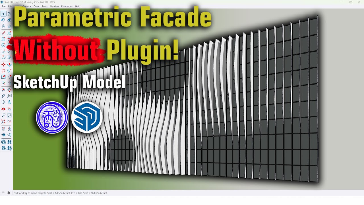 Without Plugin? How? Model 3D Parametric Facade in SketchUp - YouTube