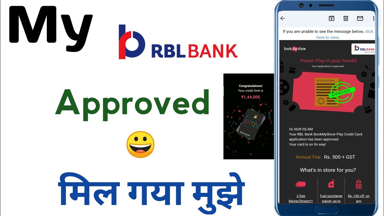 My RBL credit card Approved 😍 | My RBL BookMyShow Play credit card ...