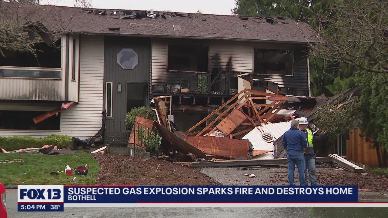 Suspected gas explosion sparks fire, destroys home | FOX 13 Seattle ...