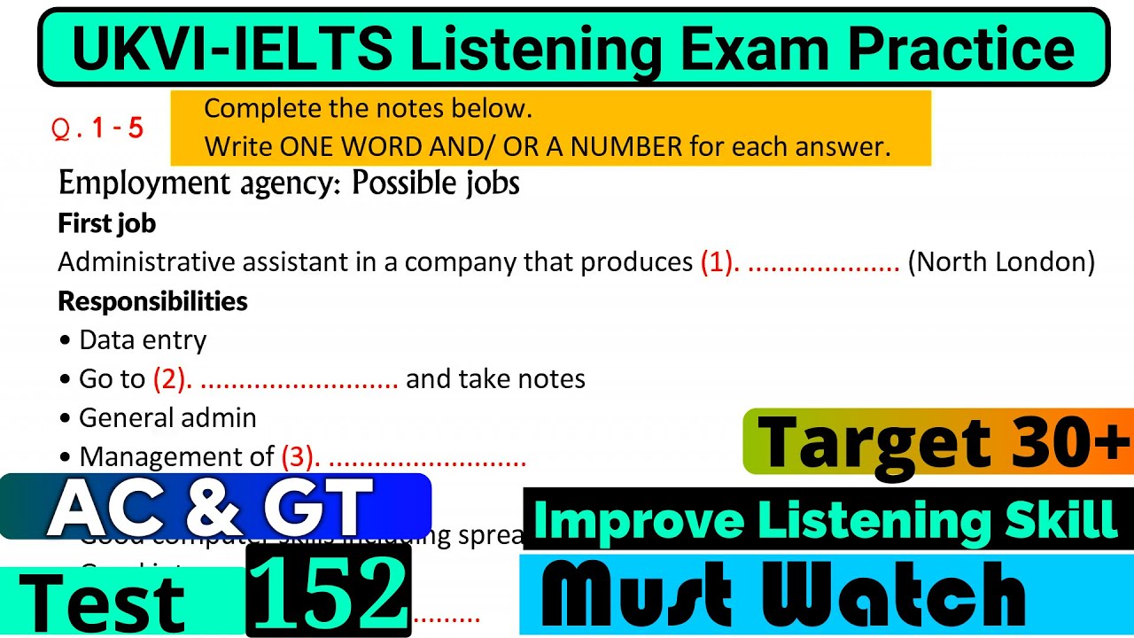 UKVI IELTS Listening Practice Test 2024 With Answers [ Test - 152 ...