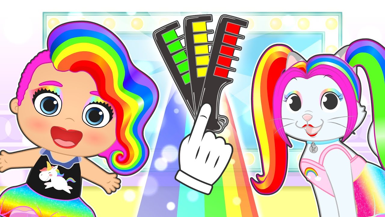 BEBÉS ALEX Y LILY 🌈 Sesión de belleza y pelo arcoíris - YouTube