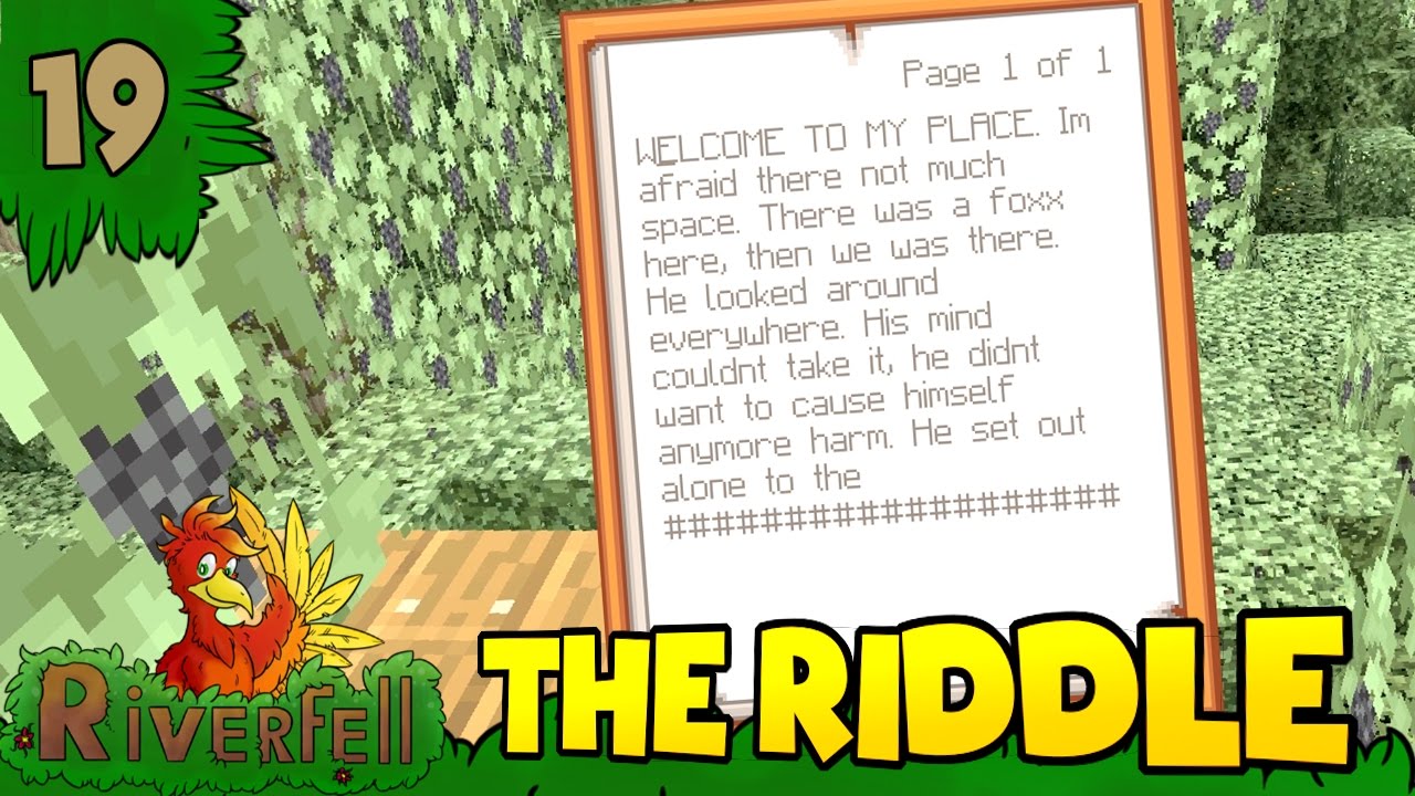 THE RIDDLE !! -|- RIVERFELL - Minecraft xbox Survival - #19 - YouTube
