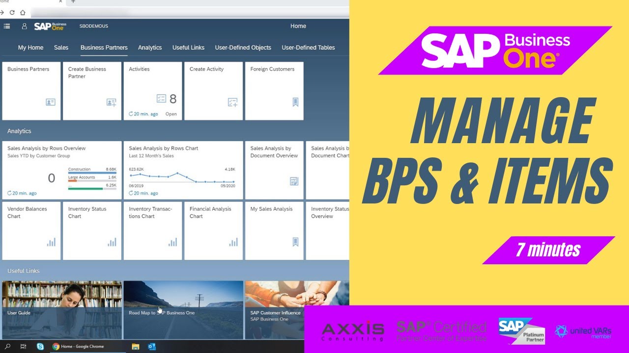 SAP Business One: Manage BPs and items - YouTube