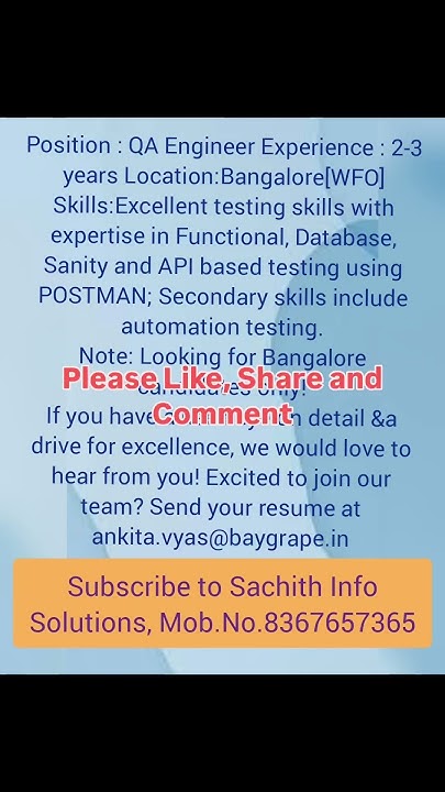 Hiring Qa Engineer Qaengineer Testingjobs Youtube