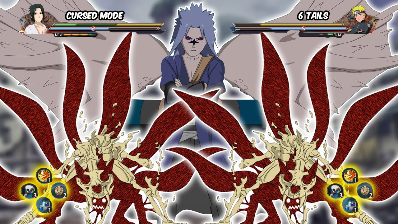 NARUTO 6 TAILS MODE VS SASUKE CURSED MODE | Anime Mugen - YouTube
