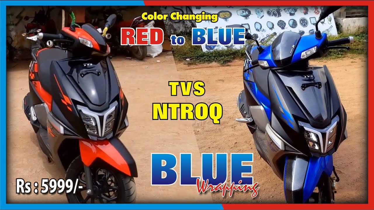 TVS Ntroq Wrapping Modification Color Change Red to Blue | Erode ...
