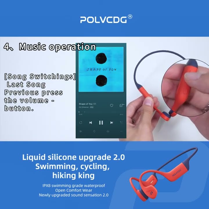 POLVCDG bone conduction earphones IPX8 waterproof 32GB memory - YouTube