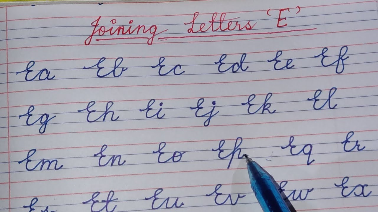 cursive writing | joining letters E | Calligraphy | abcd | - YouTube