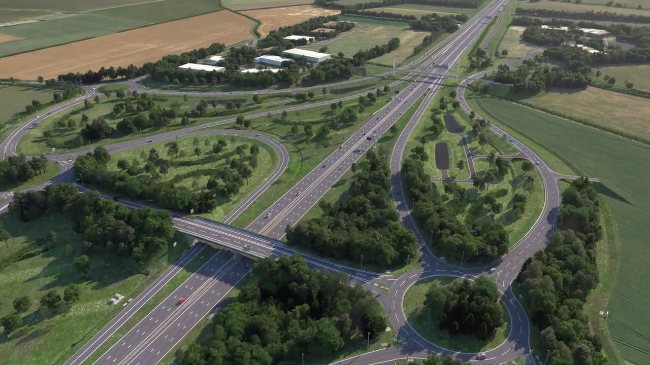 A14 Cambridge to Huntingdon Improvement Scheme Fly-Through - YouTube