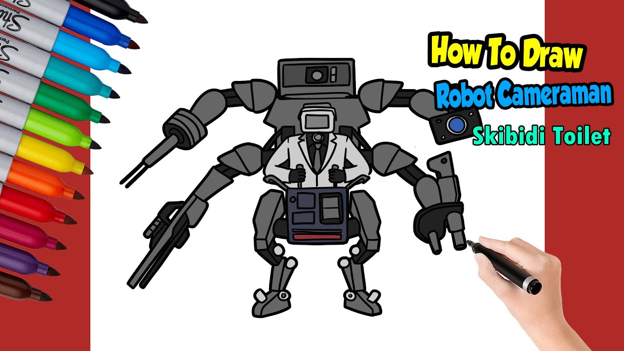 How to Draw Cameraman Robot From Skibidi Toilet : Step-by-Step Tutorial ...