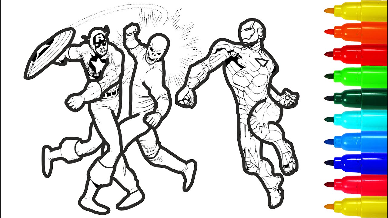 Captain America Skeleton Iron Man Fight Coloring Pages - YouTube