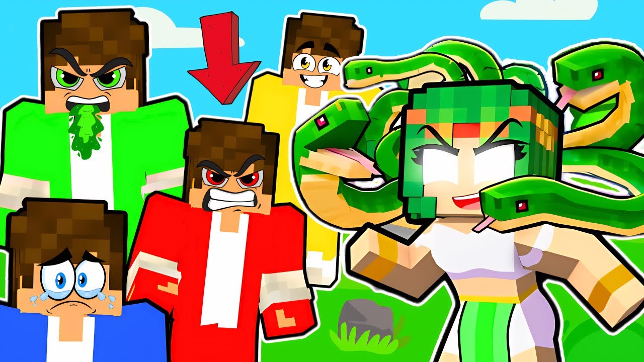 A MEDUSA TRANSFORMOU TODOS EM ESTATUAS no MINECRAFT! - YouTube