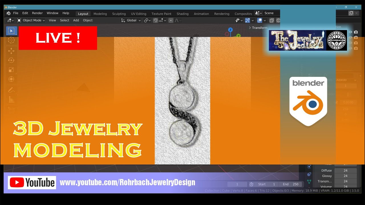 Pearls diamonds pendant 3D modeling 3D Jewelry - Diseño de joyas 3D ...