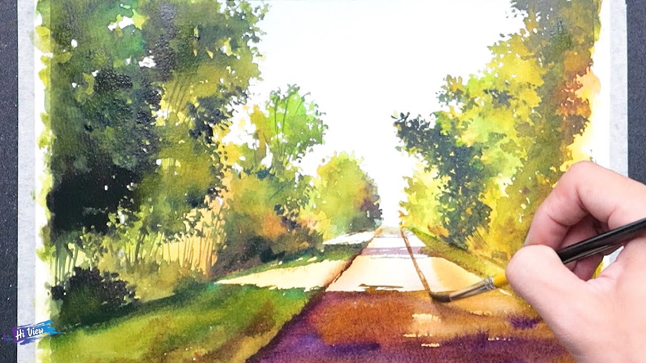 Hi View - #153 Step by Step Draw a Path Sketch by Watercolor - YouTube