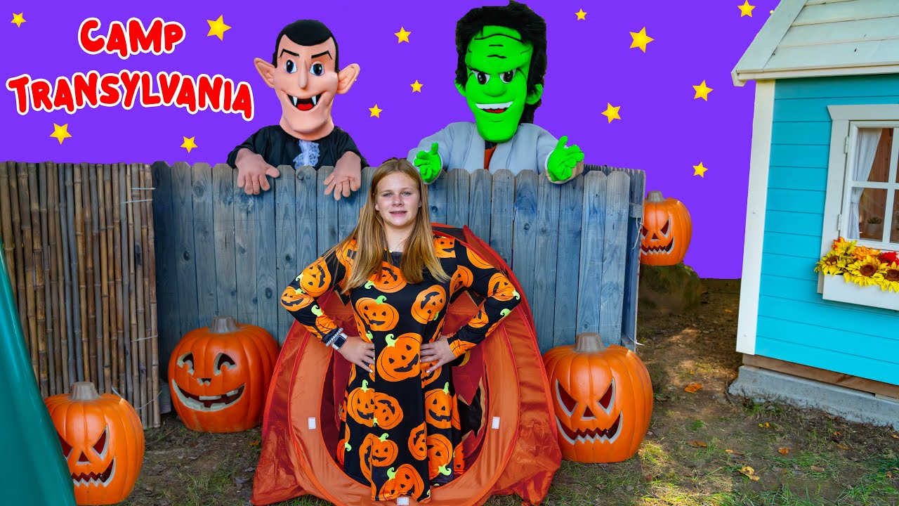 Assistant Starts Camp Transylvania for Halloween by her Playhouse - YouTube