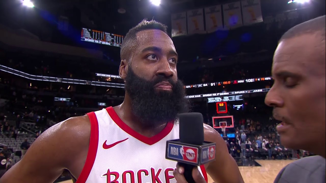 James Harden postgame court interview | Rockets vs Spurs | Feb 1, 2018 ...