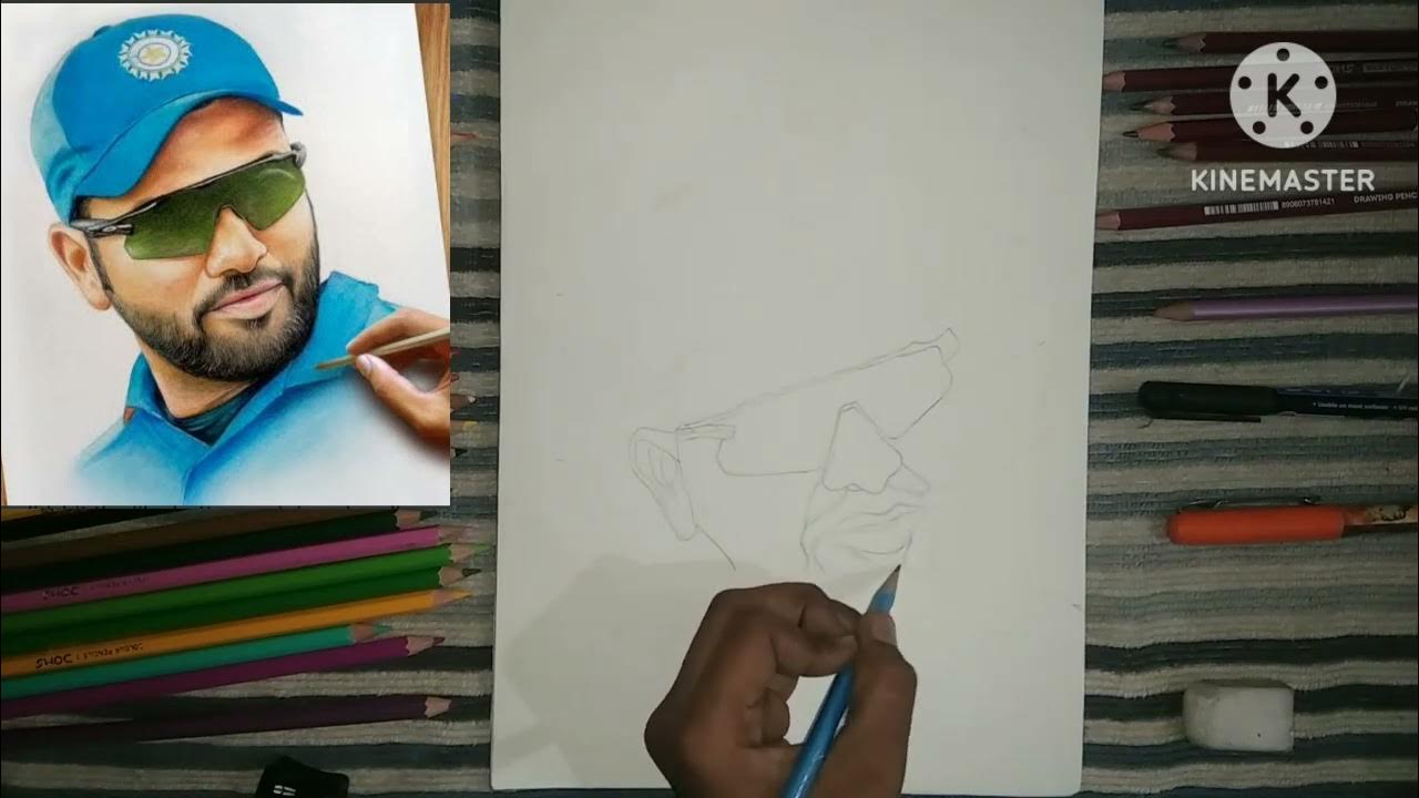 how to draw rohit sharma for beginners - YouTube