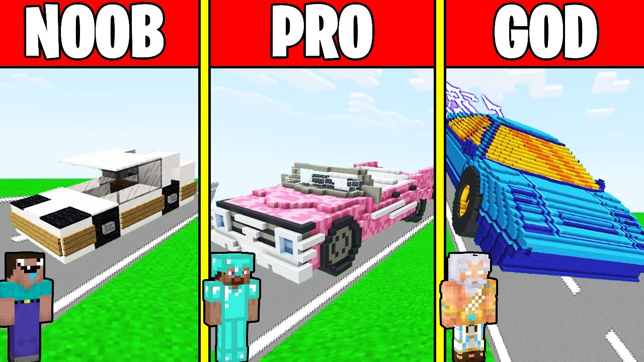 Minecraft NOOB vs PRO vs GOD: SPORT CAR BUILD CHALLENGE - YouTube