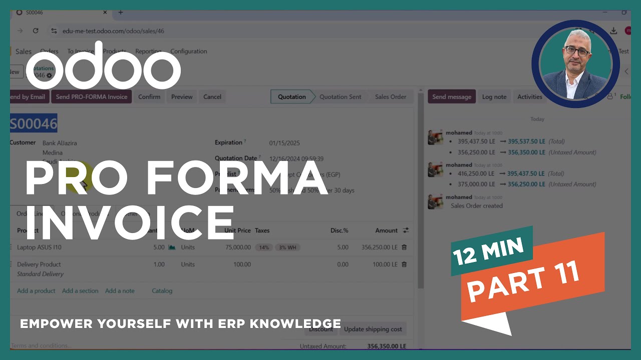 Pro Forma Invoice at Odoo 18 - شرح تفصيلي لكيفية إصدار فواتير أولية ...