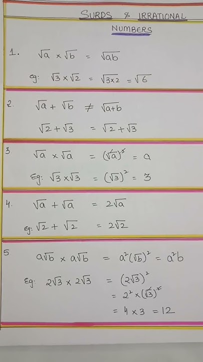 Surds | irrational numbers properties | root formulae #asraibrahim # ...