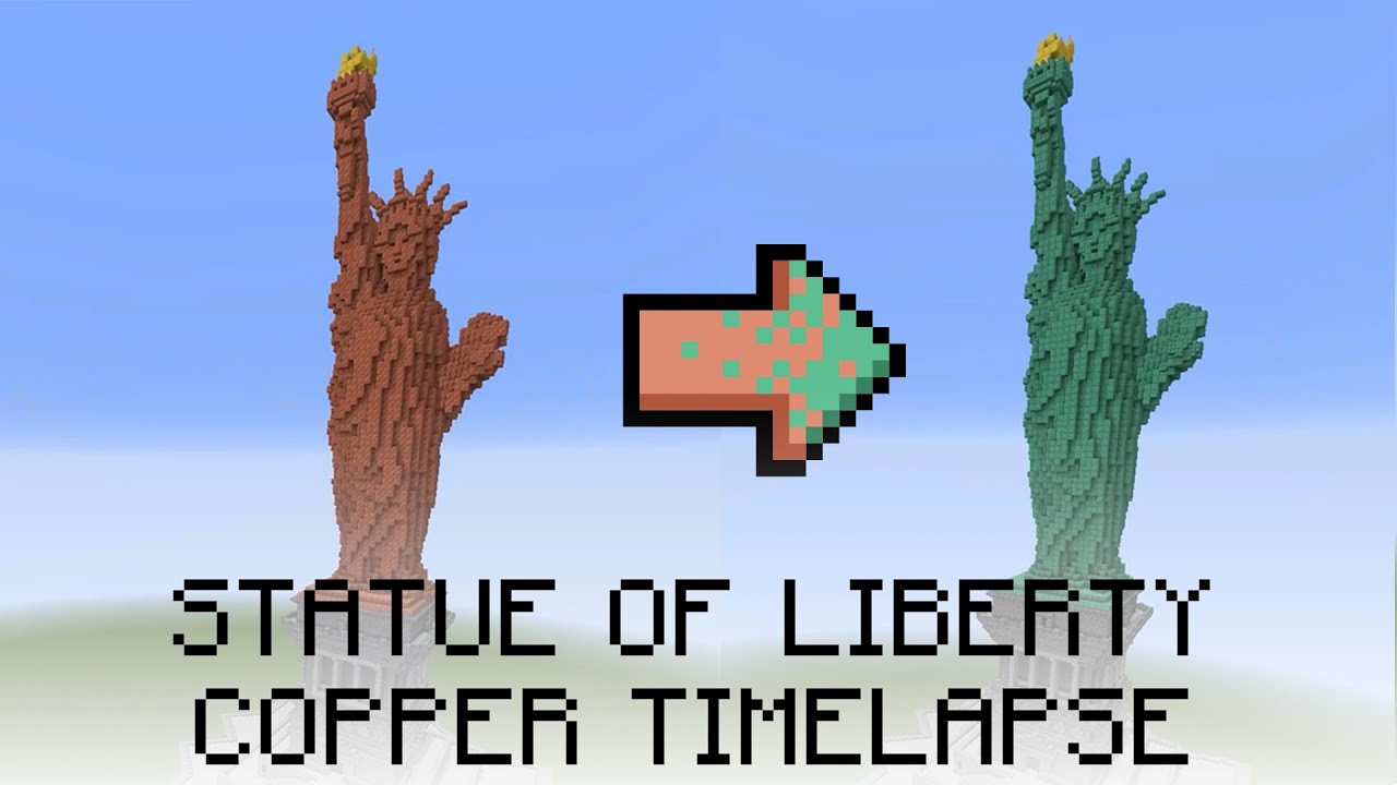 Minecraft Copper Statue Of Liberty Timelapse - YouTube