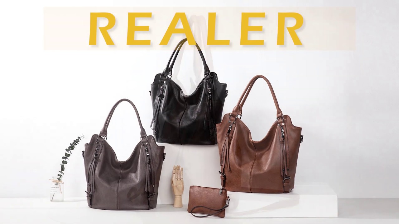 Realer Tote Bag for Women PU Leather Shoulder Bags Fashion Hobo Bags ...