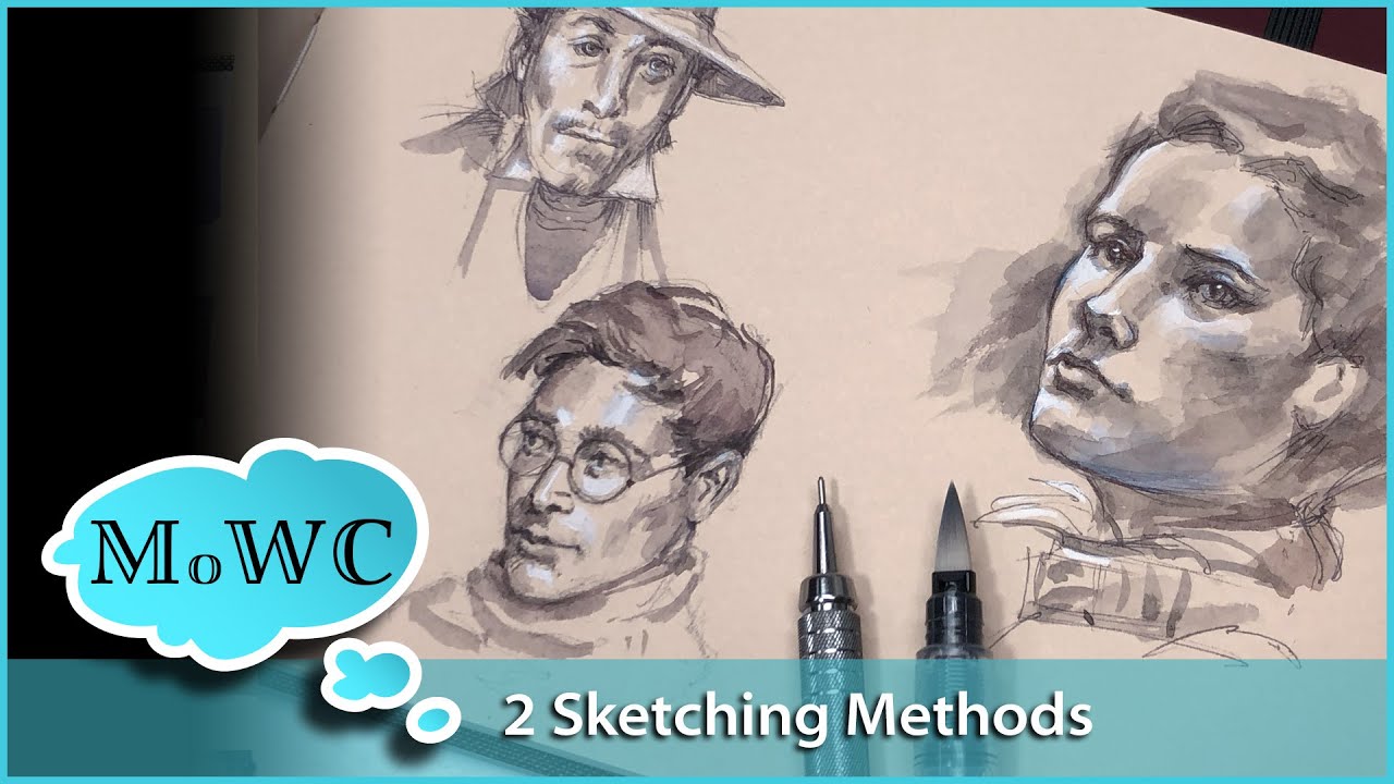 Two Watercolor Sketching Methods in my Toned Tan Sketchbook. - YouTube