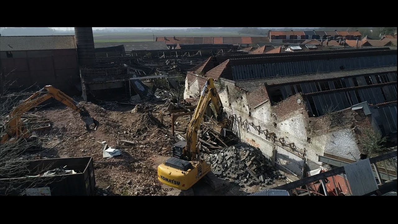 ANSTAING, Démolition de la friche DAMAFLOR par FRANCK FER - YouTube