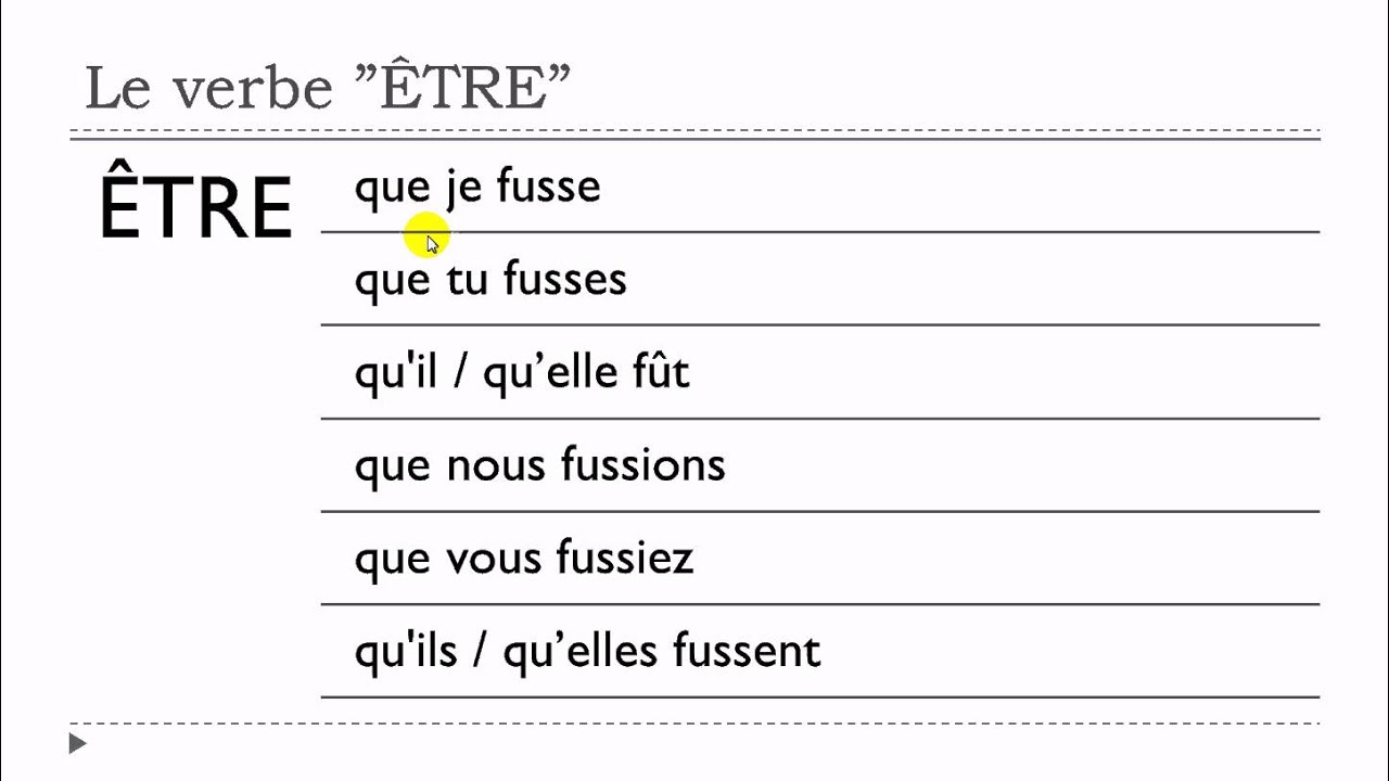 FRENCH WITH VINCENT # VERB ÊTRE = Subjonctif = Imparfait - YouTube