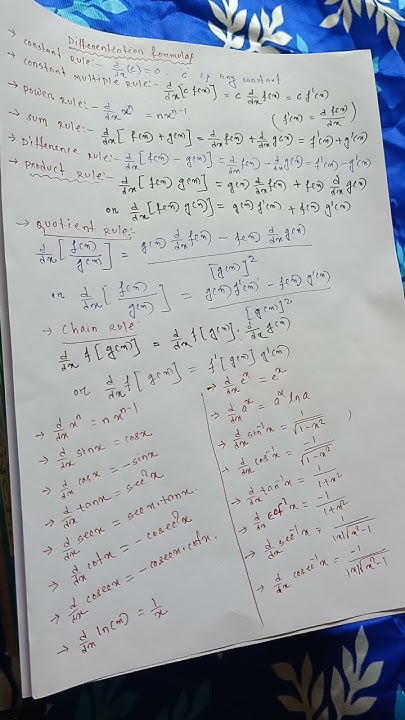 differentiation formulas|derivative formulas|class 12th mathematics|chse Odisha|CBSE class 12th ...