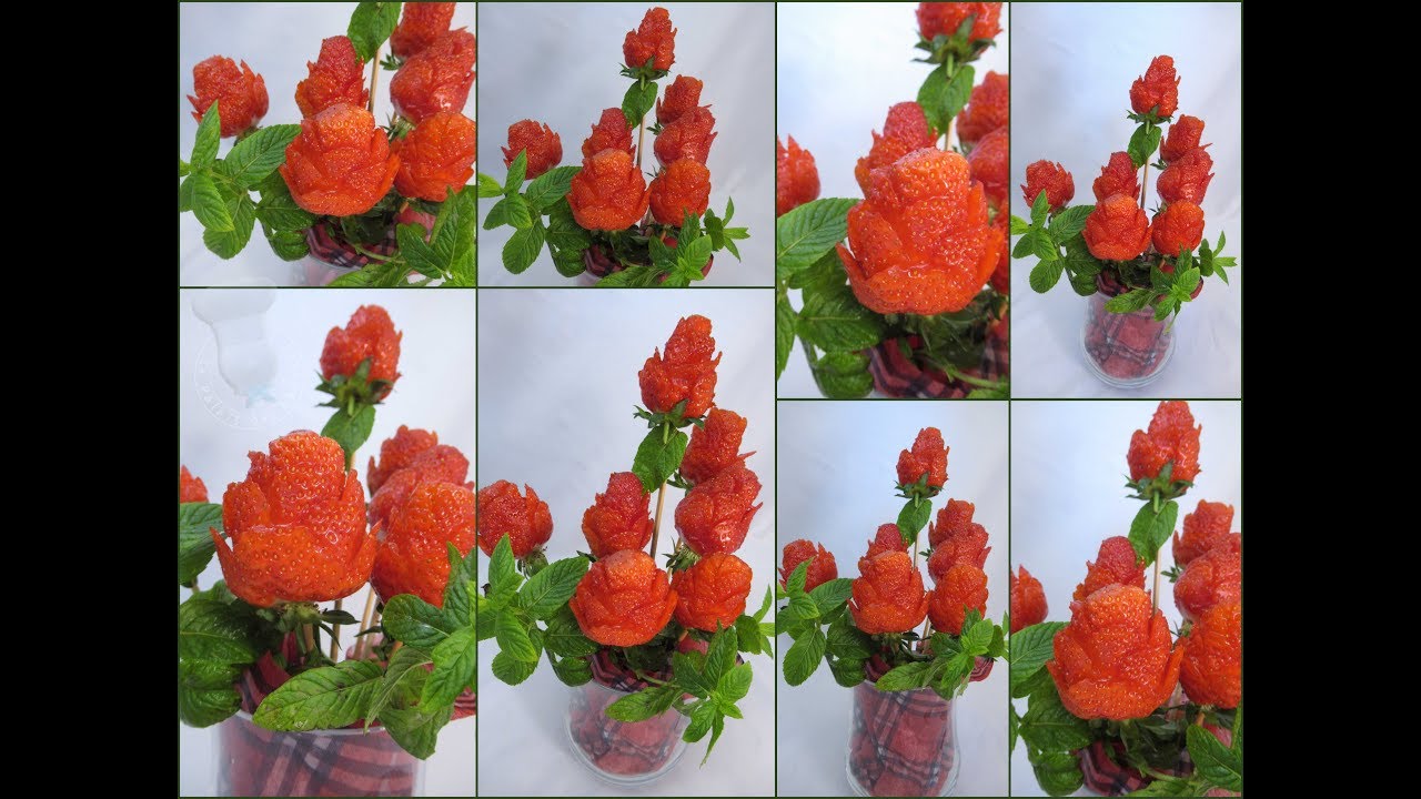 Comment réaliser un bouquet de roses fraises? - YouTube