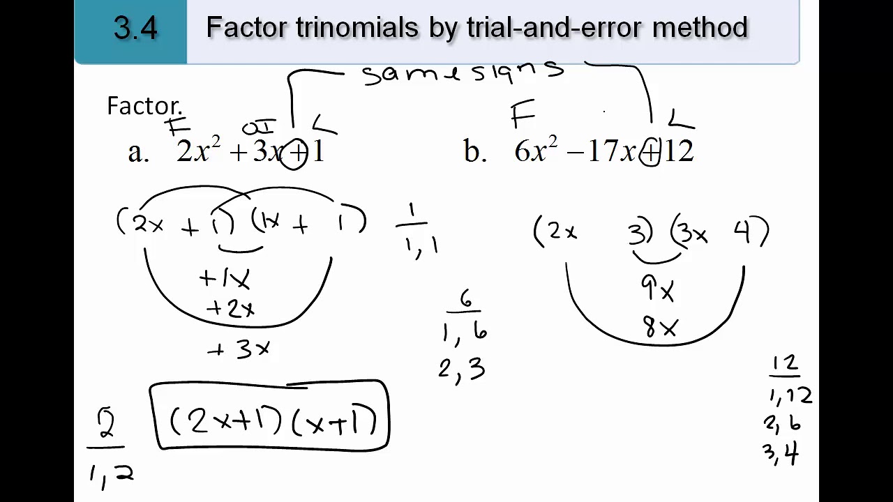 3 4 Factor Trinomials With Lead Coefficient Greater Than One YouTube 3-4-factor-trinomials-with-lead-coefficient-greater-than-one-youtube