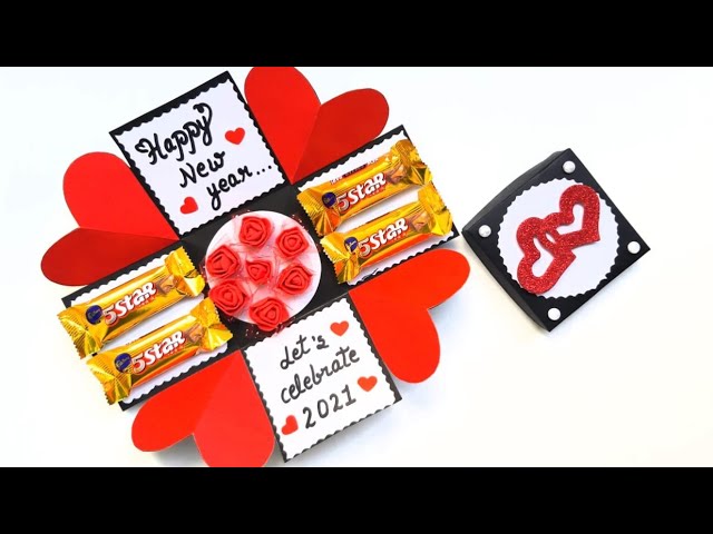 DIY Greeting Cards for New Year 2021 / Chocolate explosion box tutorial ... DIY Greeting Cards for New Year 2021 / Chocolate explosion box tutorial ...