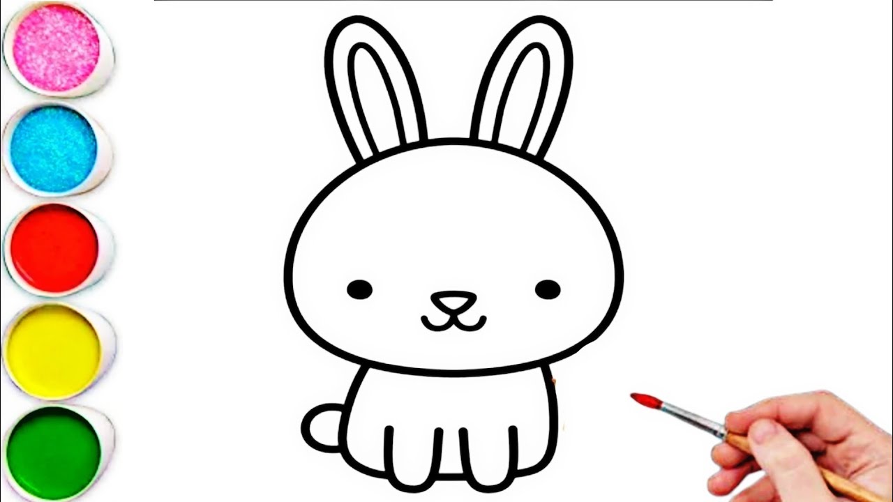 Cute Rabbit Drawing, Painting & Coloring For Kids and Toddlers_ Kids ...