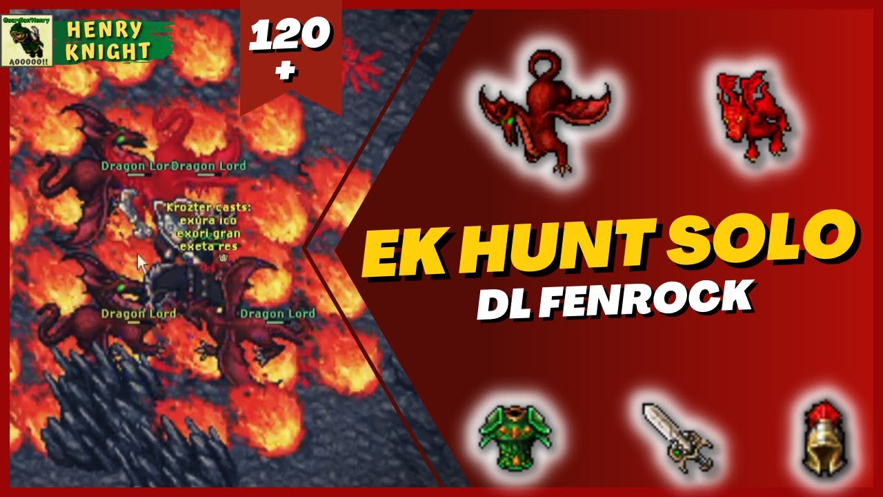 TIBIA: EK HUNT SOLO #123 DRAGON LAIR (FENROCK) DRAGON LORDS, DL FENROCK ...