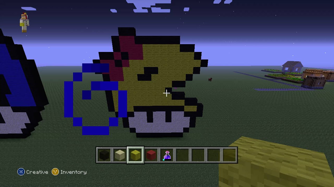 Minecraft Tutorial: How to Make Mrs pacman Mushroom pixel art - YouTube