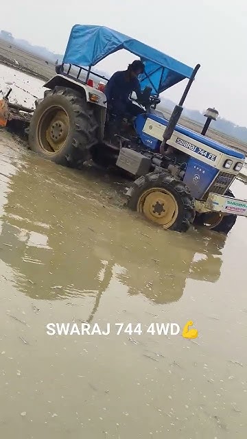 Swaraj 744 4wd 4bkt 😈 Rotavator Power 🥵 Youtube