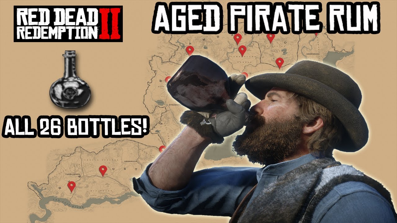RDR2 Aged Pirate Rum - All 26 Bottle Locations - Stamina XP Boost - YouTube