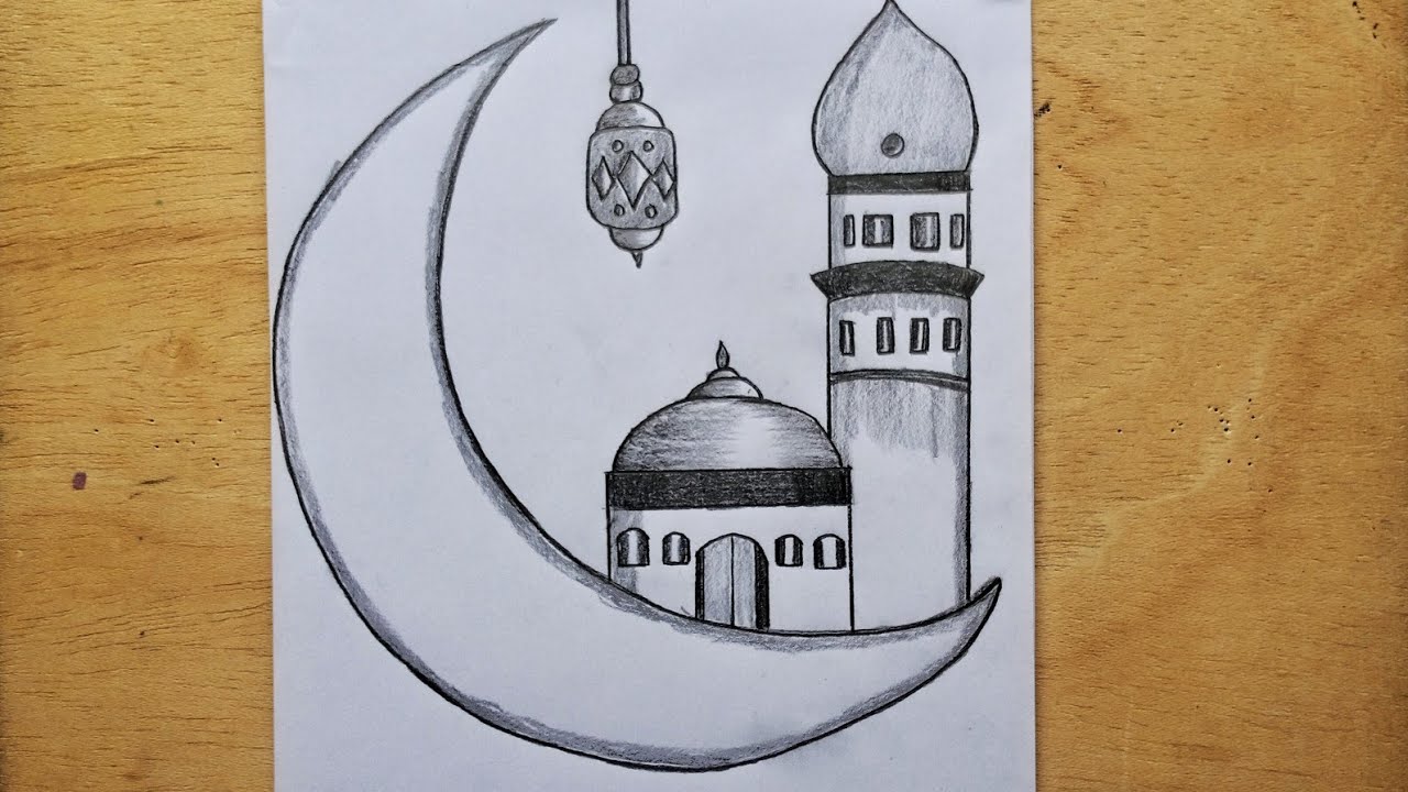 Easy Ramadan Drawing|How to draw a mosque|Ramzan drawing|Ramazan İle ...